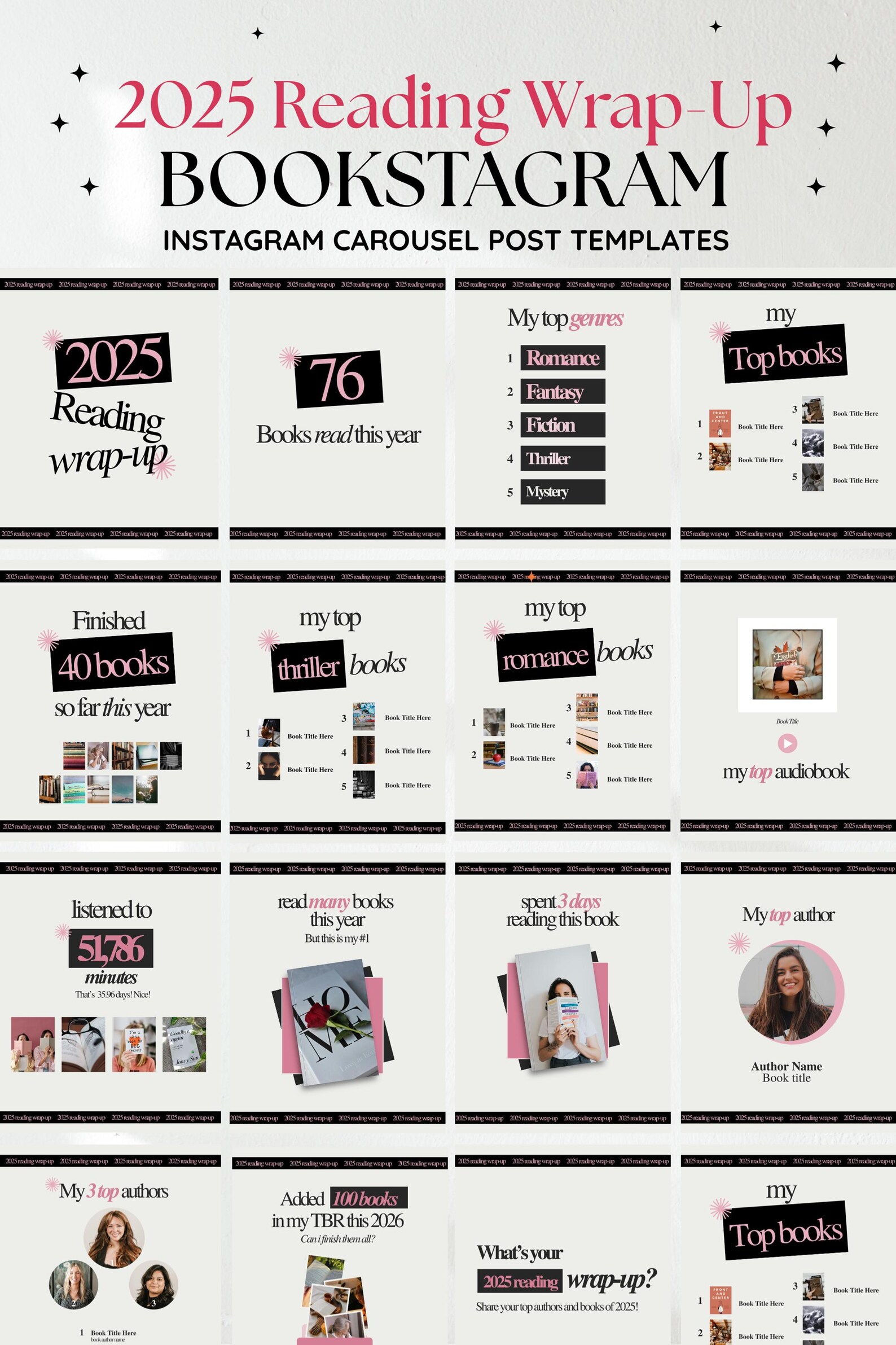 2025 Reading Wrap-up Bookstagram Carousel Template Year-end Reading ...