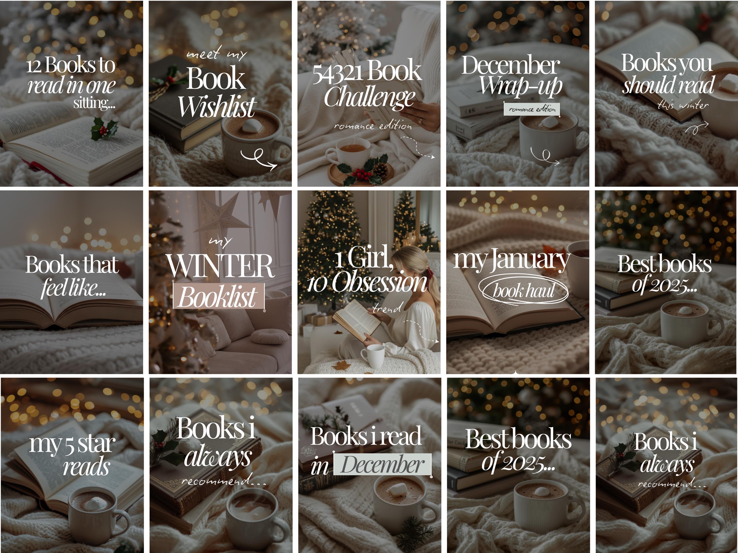 Cozy Trendy Aesthetic Bookstagram Carousel Template Bookish Instagram ...