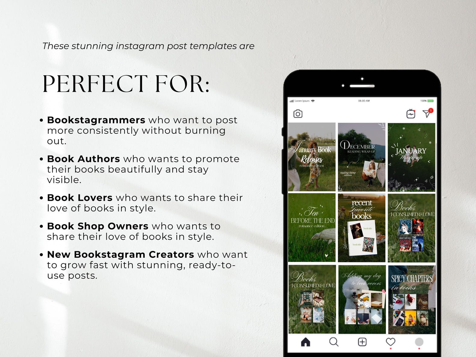 Romantic Cottagecore Bookstagram Carousel Template Booktok Instagram ...