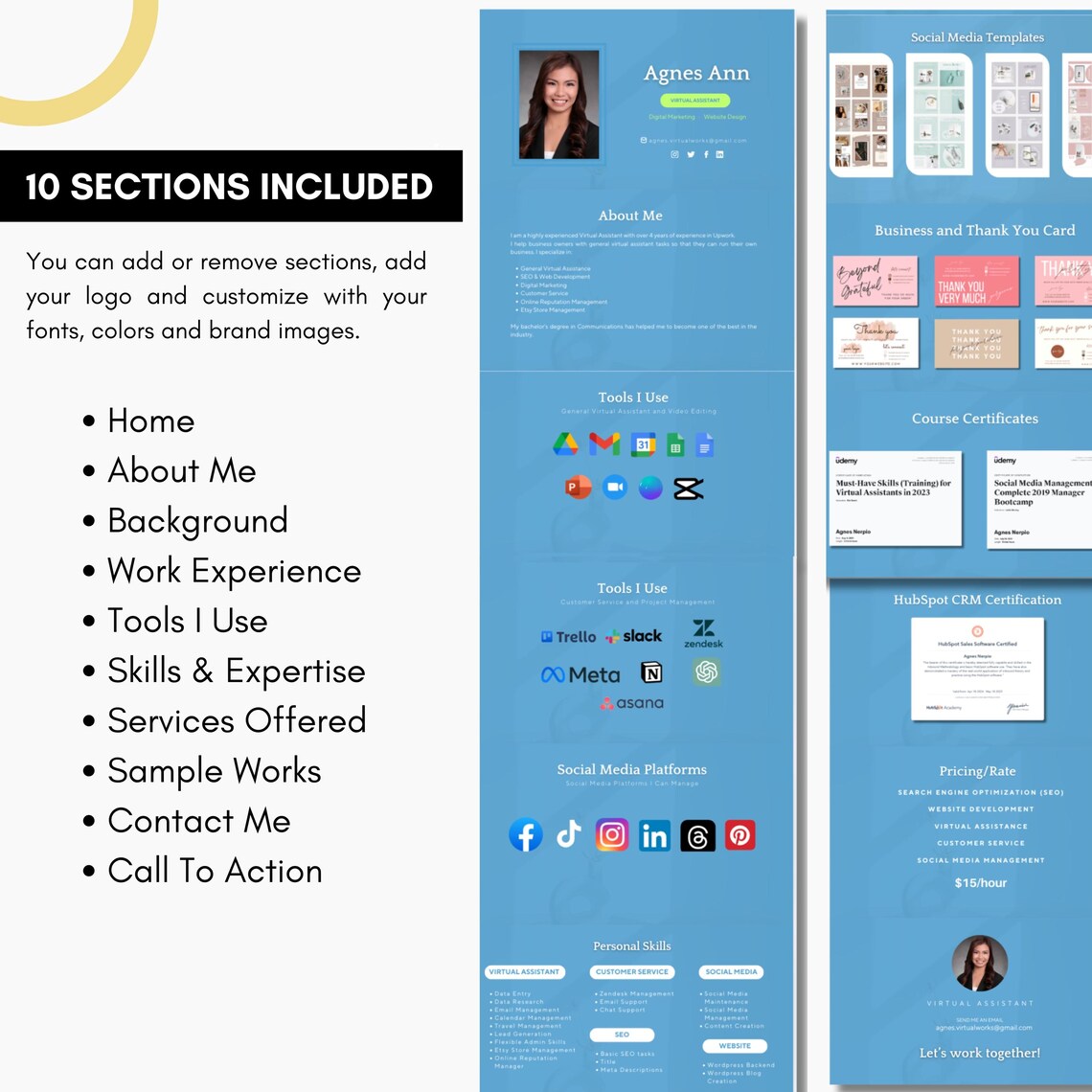 Virtual Assistant Website Template Editable Canva Website Virtual ...