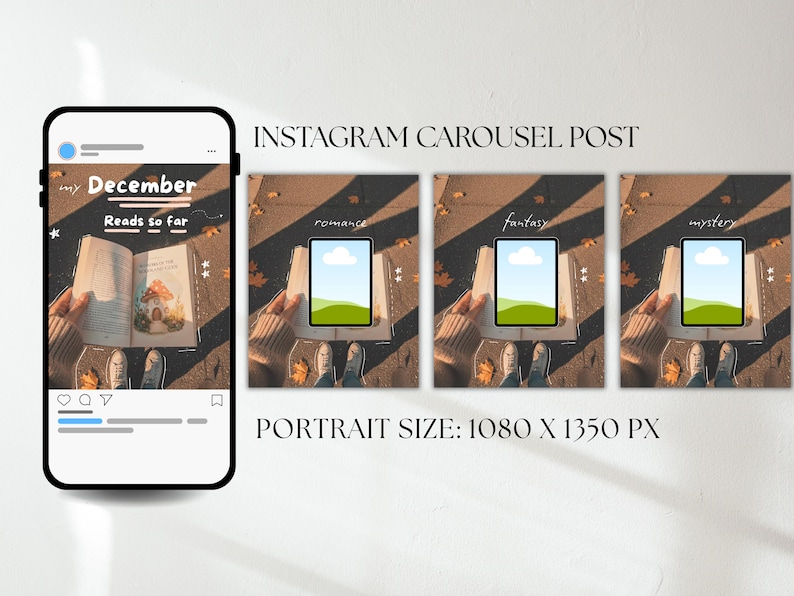 Cozy Bookstagram Aesthetic Content Bookish Instagram Carousel Template ...