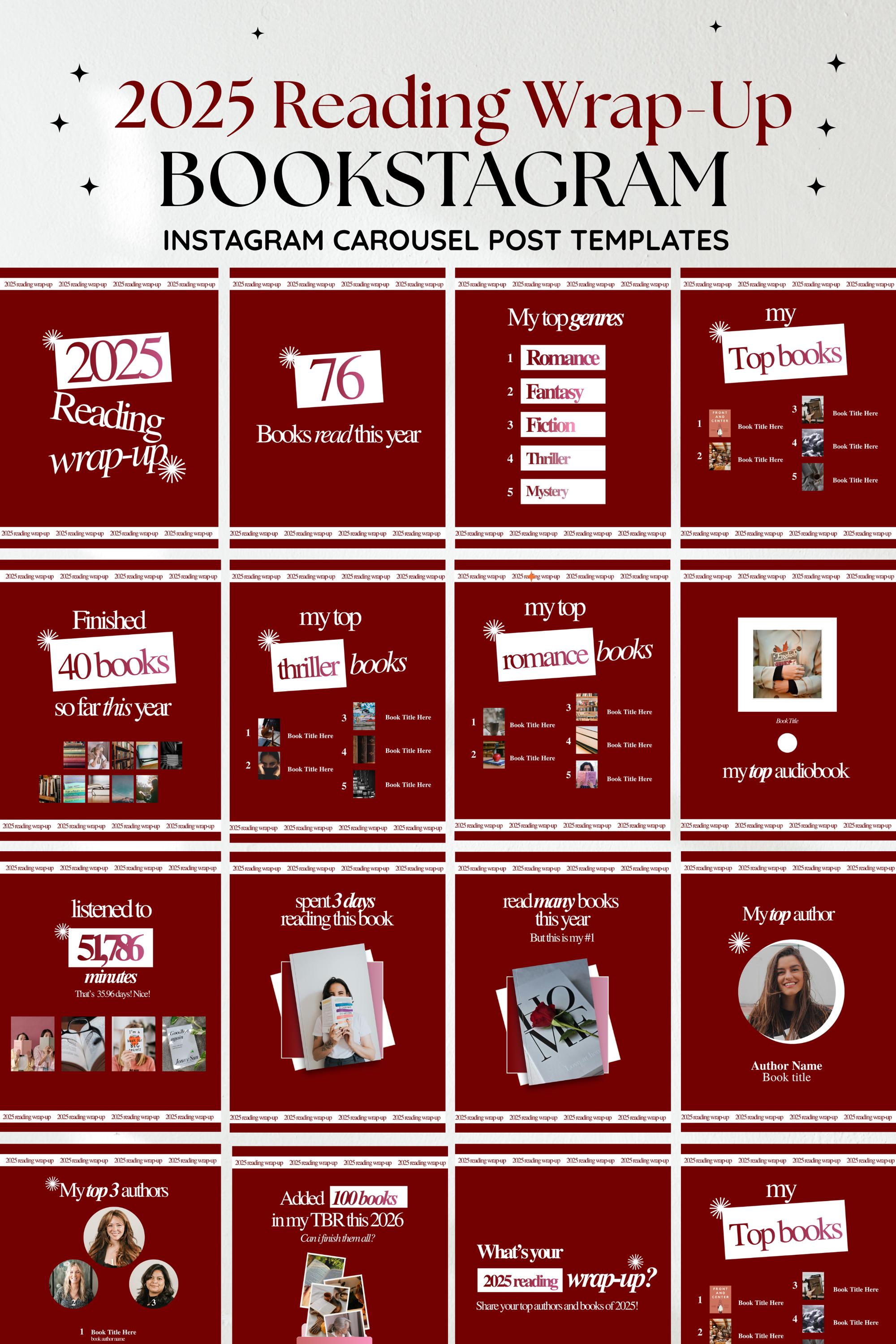 2025 Reading Recap Bookstagram Carousel Template Year-end Reading Wrap ...