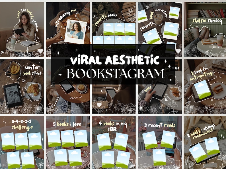 Viral Aesthetic Bookstagram Carousel Template Booktok Instagram Post ...
