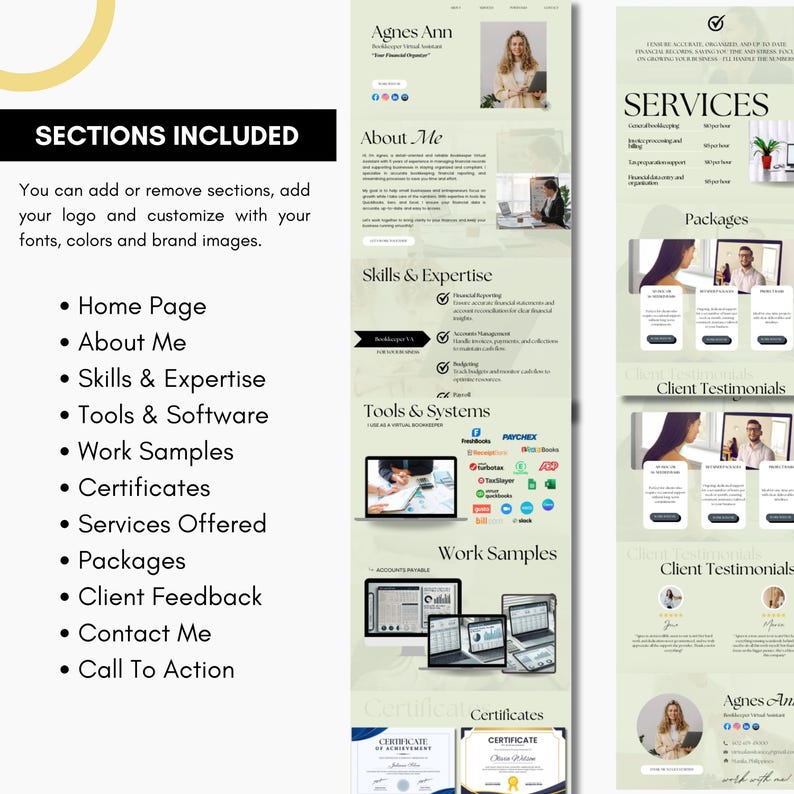 Bookkeeper Portfolio Website Template Editable Canva Website Template ...