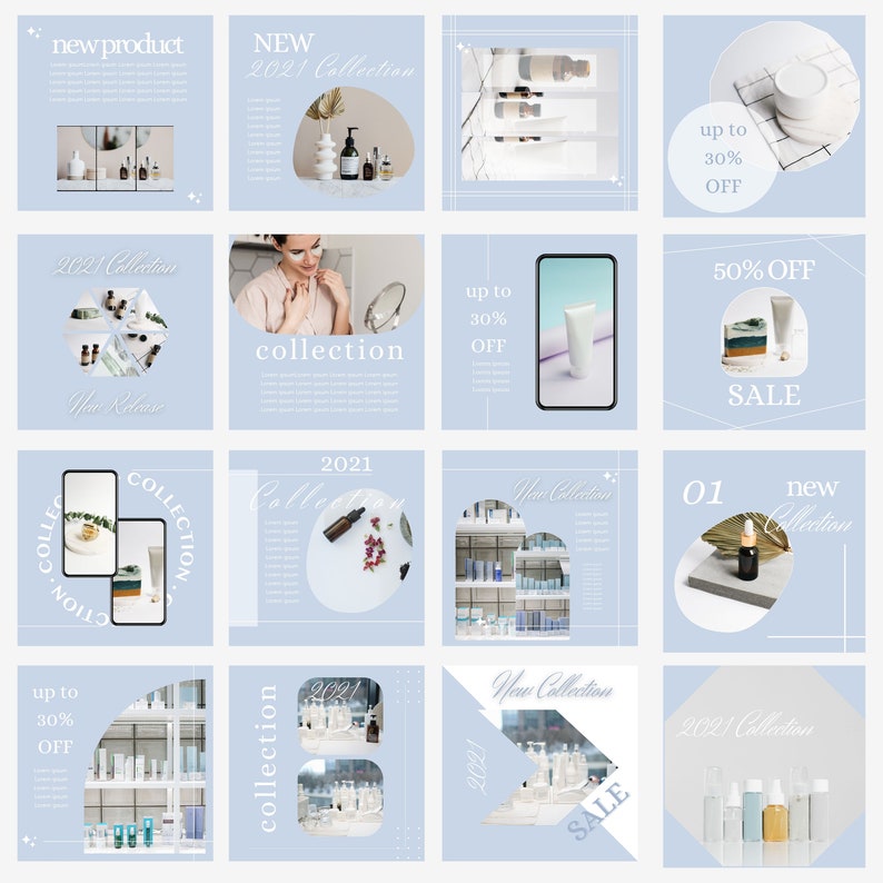 Instagram Template, Editable Canva Template, Light Blue IG Template ...