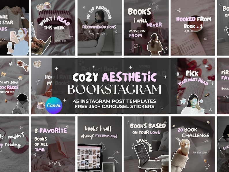 Bookstagram Carousel Template Booktok Instagram Post Cozy Aesthetic ...