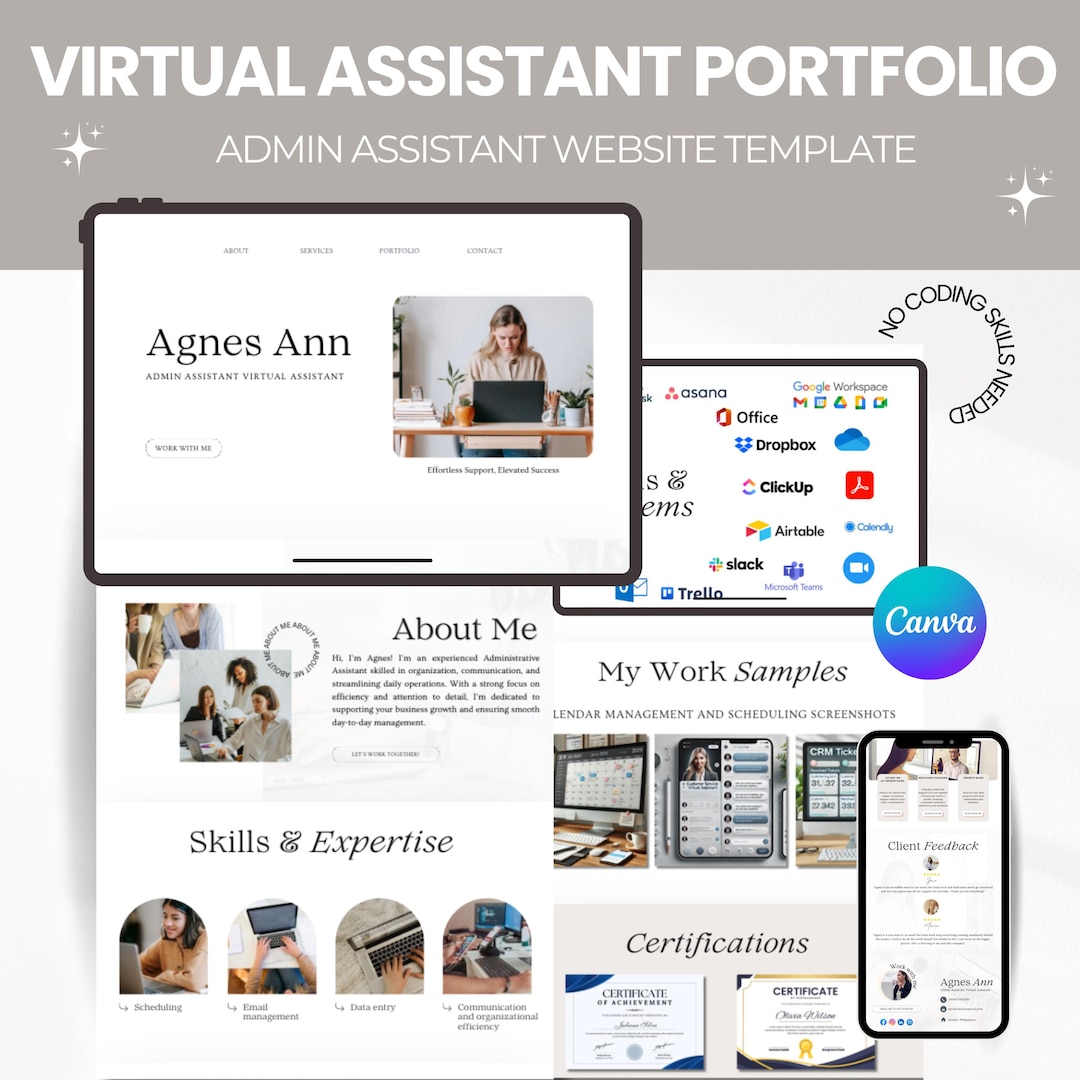 Admin Virtual Assistant Website Template Canva Website Design Done for ...