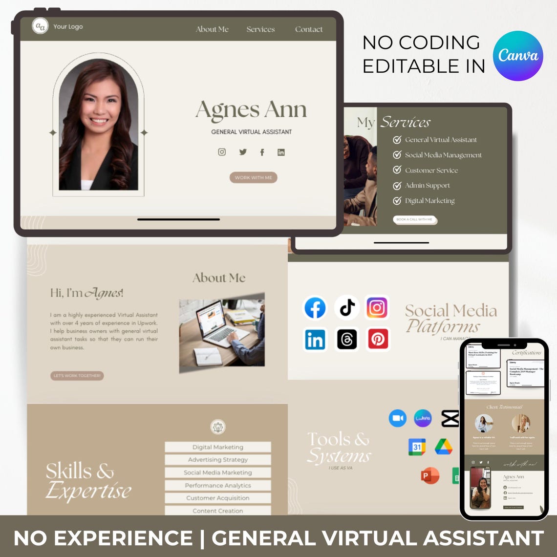 Virtual Assistant Website Template Canva, Website Design, Done for You ...
