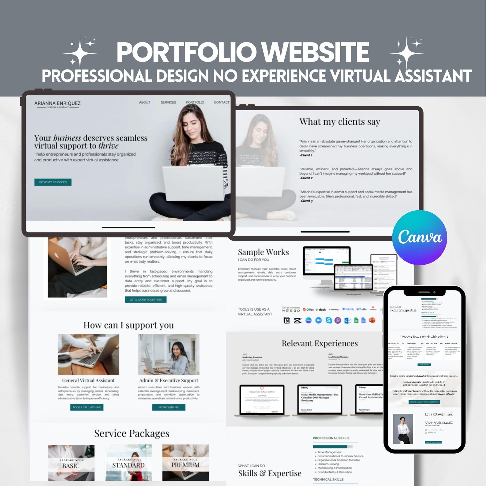 Virtual Assistant Portfolio Template Professional Website Portfolio ...
