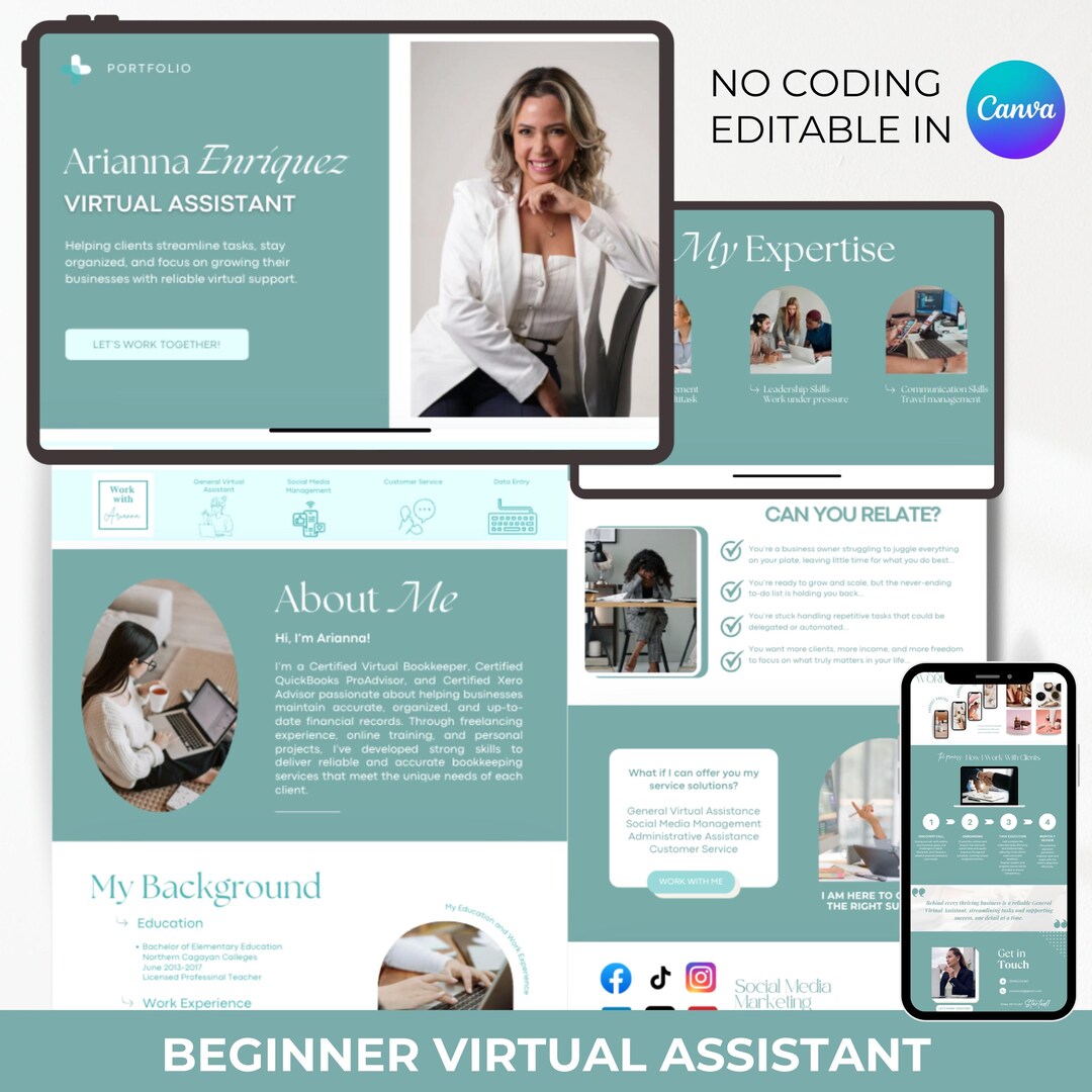 Virtual Assistant Website Template Canva Website Design Done for You ...