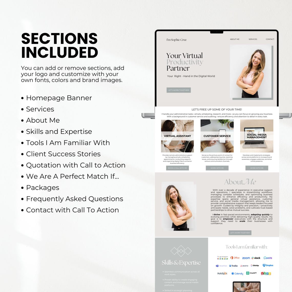 Virtual Assistant Portfolio Website Template Canva Virtual Assistant ...