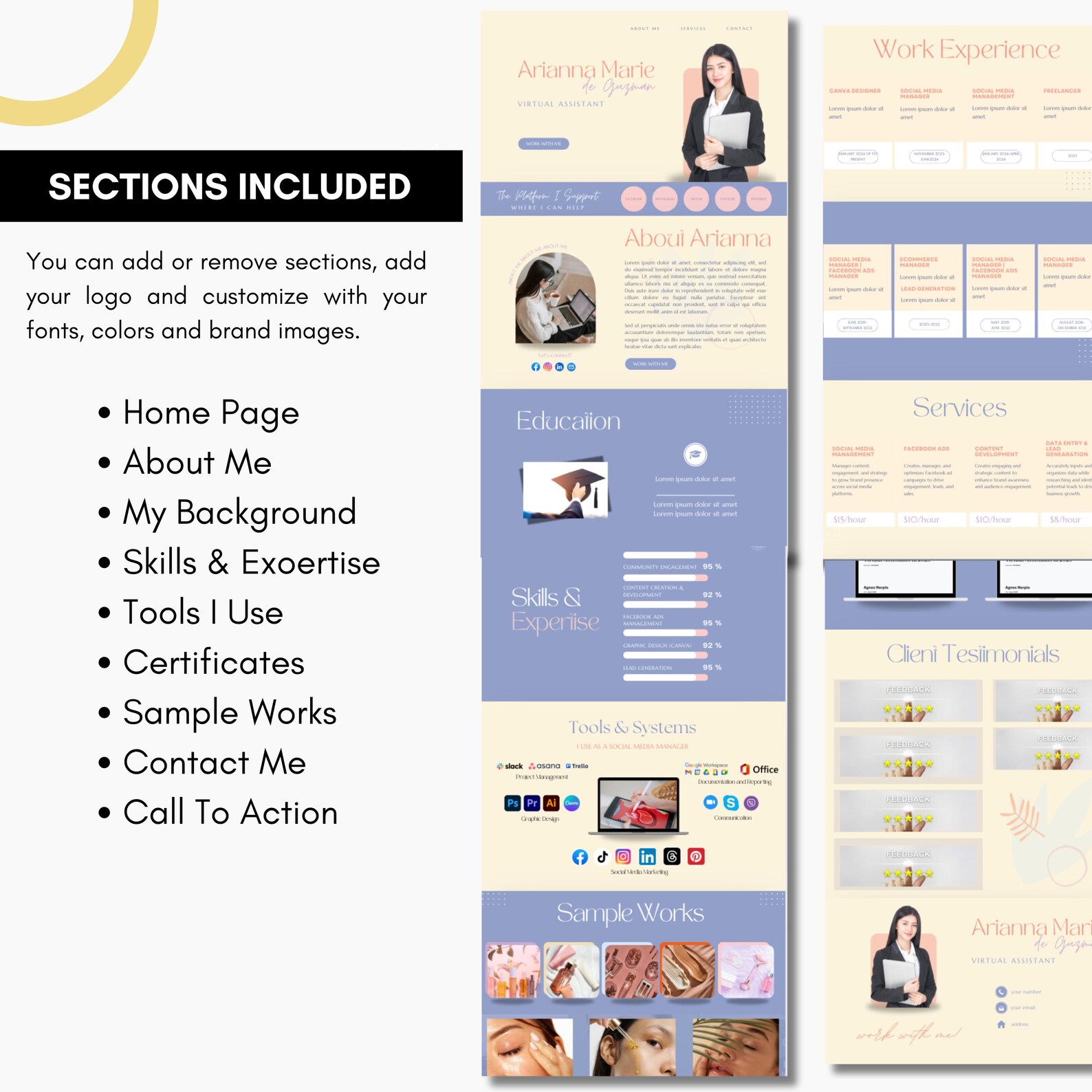Virtual Assistant Portfolio Template Pastel Portfolio Website Template ...