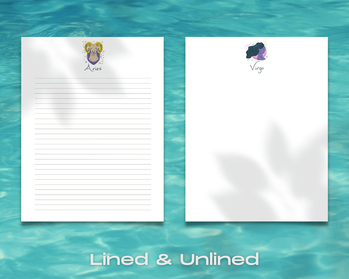 Zodiac Stationery Set, Printable Stationery Paper, Zodiac Symbol ...