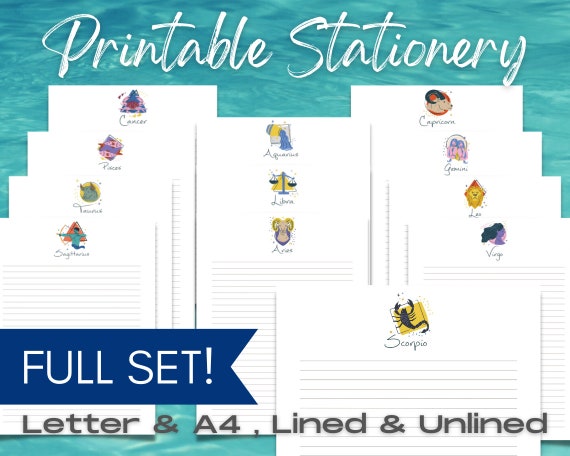 Zodiac Stationery Set Printable Stationery Paper Zodiac - Etsy