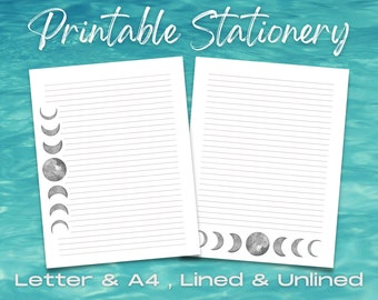 Sun Moon Stars Printable Stationery Set, Printable Stationery Paper ...