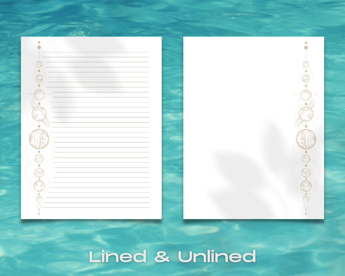 Planets Printable Stationery Set, Printable Stationery Paper, Digital ...