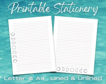 Sun Moon Stars Printable Stationery Set, Printable Stationery Paper ...