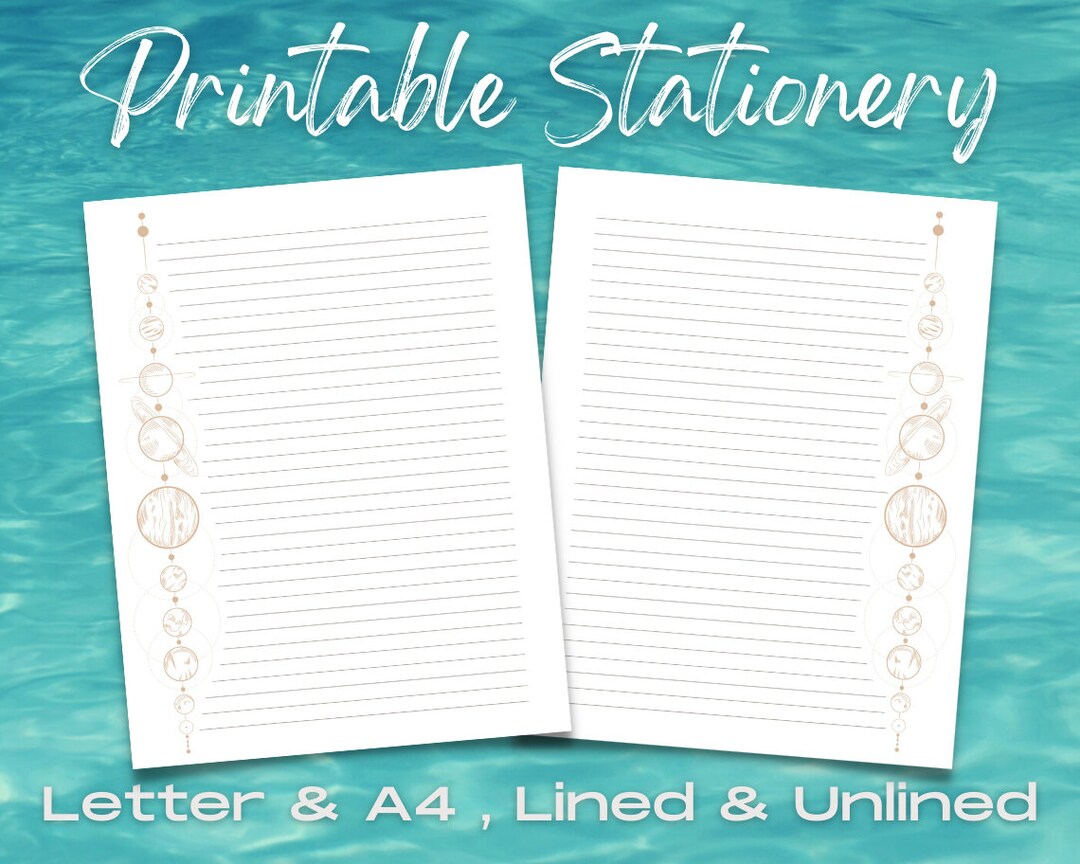 Planets Printable Stationery Set, Printable Stationery Paper, Digital ...