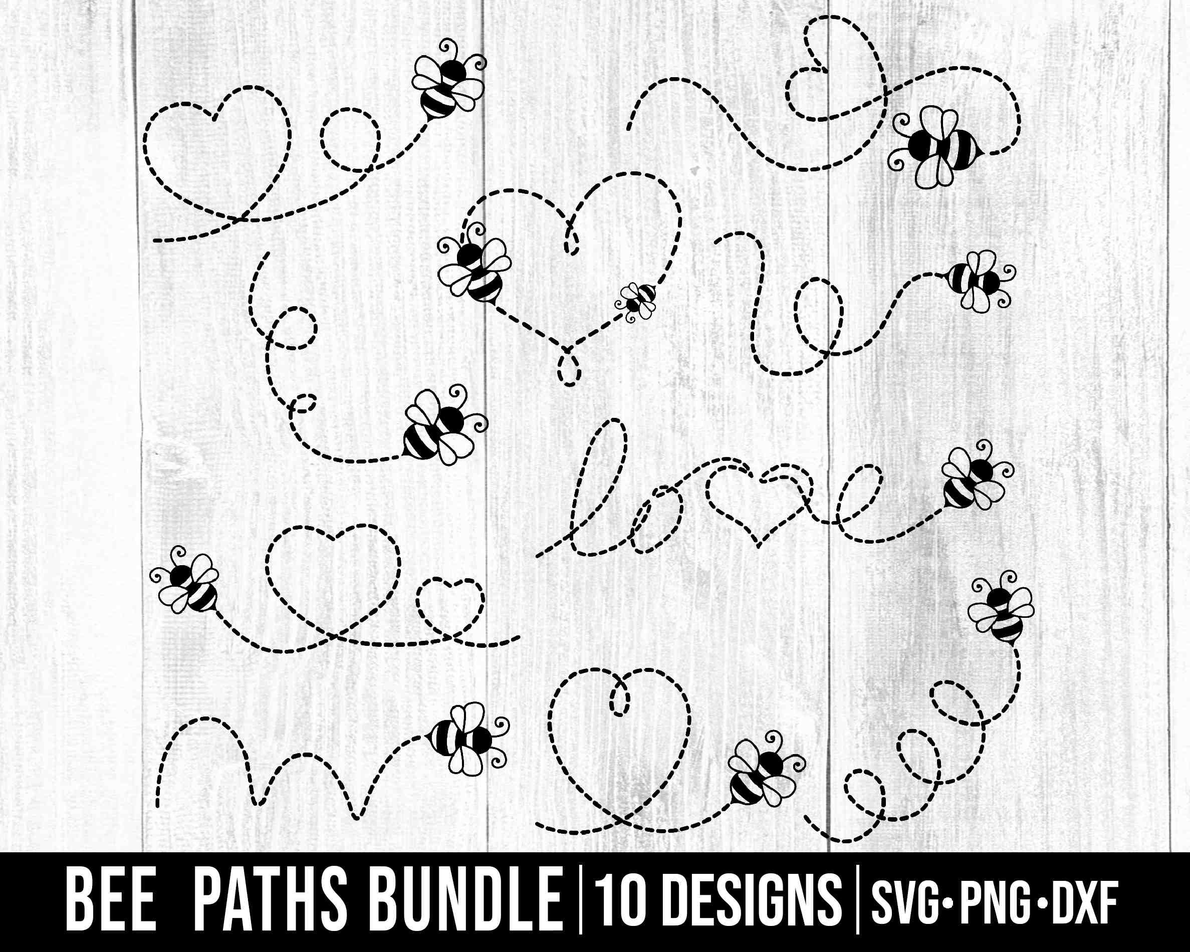 Bee Path Svg Bundle Bee Svg Bee Line Bee Path Heart | Etsy