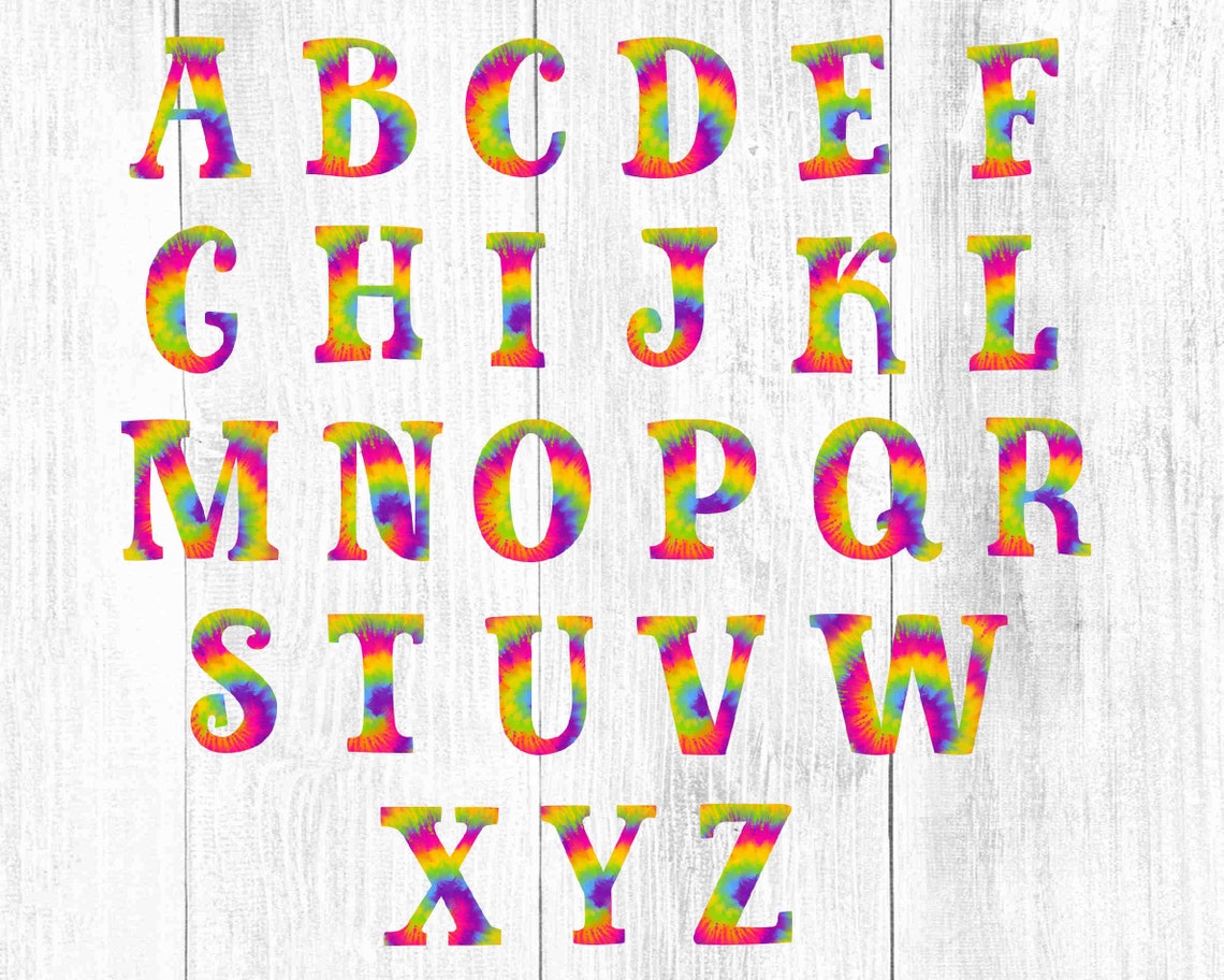 Tie Dye Alphabet 26 Letters, PNG File, Sublimation Letters, Tie Dye ...