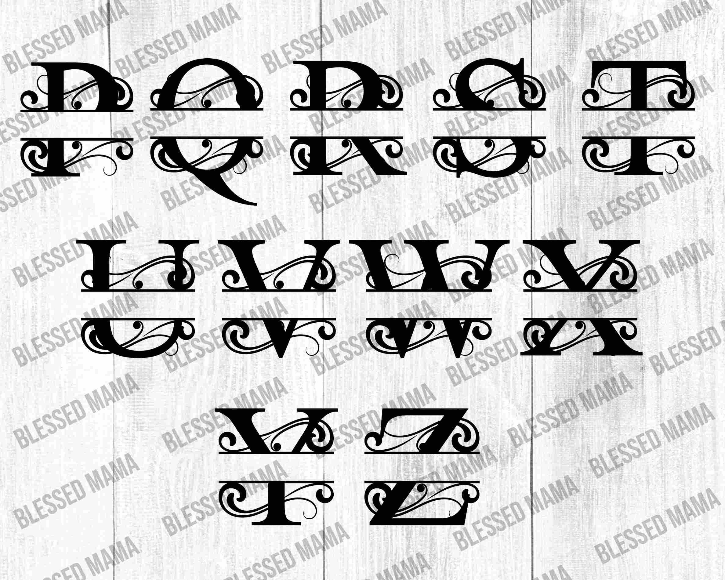 Split Monogram Split Monogram Alphabet Split Monogram Frame | Etsy