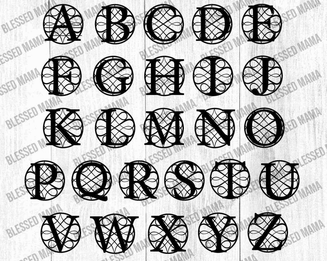 Vintage Monogram Font Initial Svg Monogram Svg Alphabet | Etsy