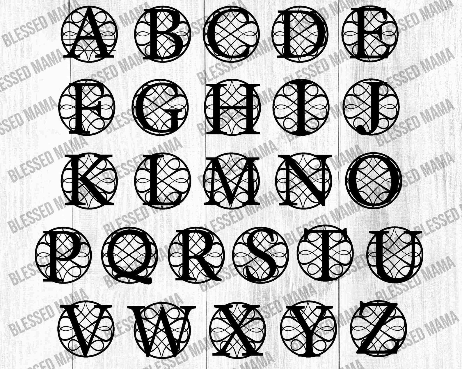 Vintage Monogram Font Initial Svg Monogram Svg Alphabet | Etsy