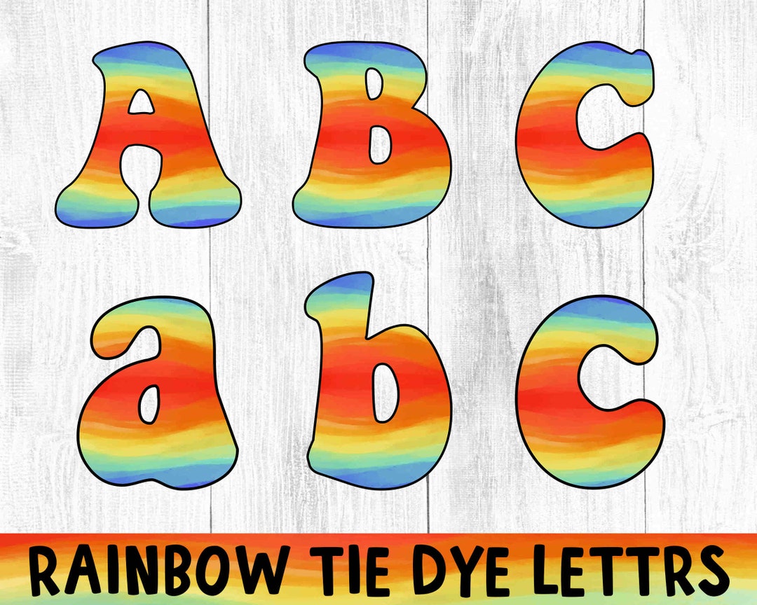 Rainbow Tie Dye Letters and Numbers Groovy Letters - Etsy