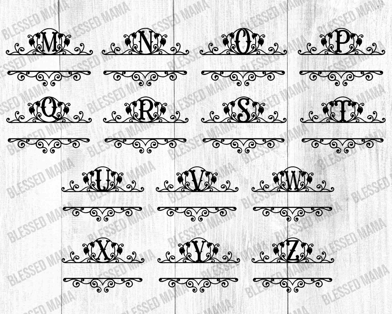 Split Monogram Frame Split Name Frame Svg Vintage Letters - Etsy