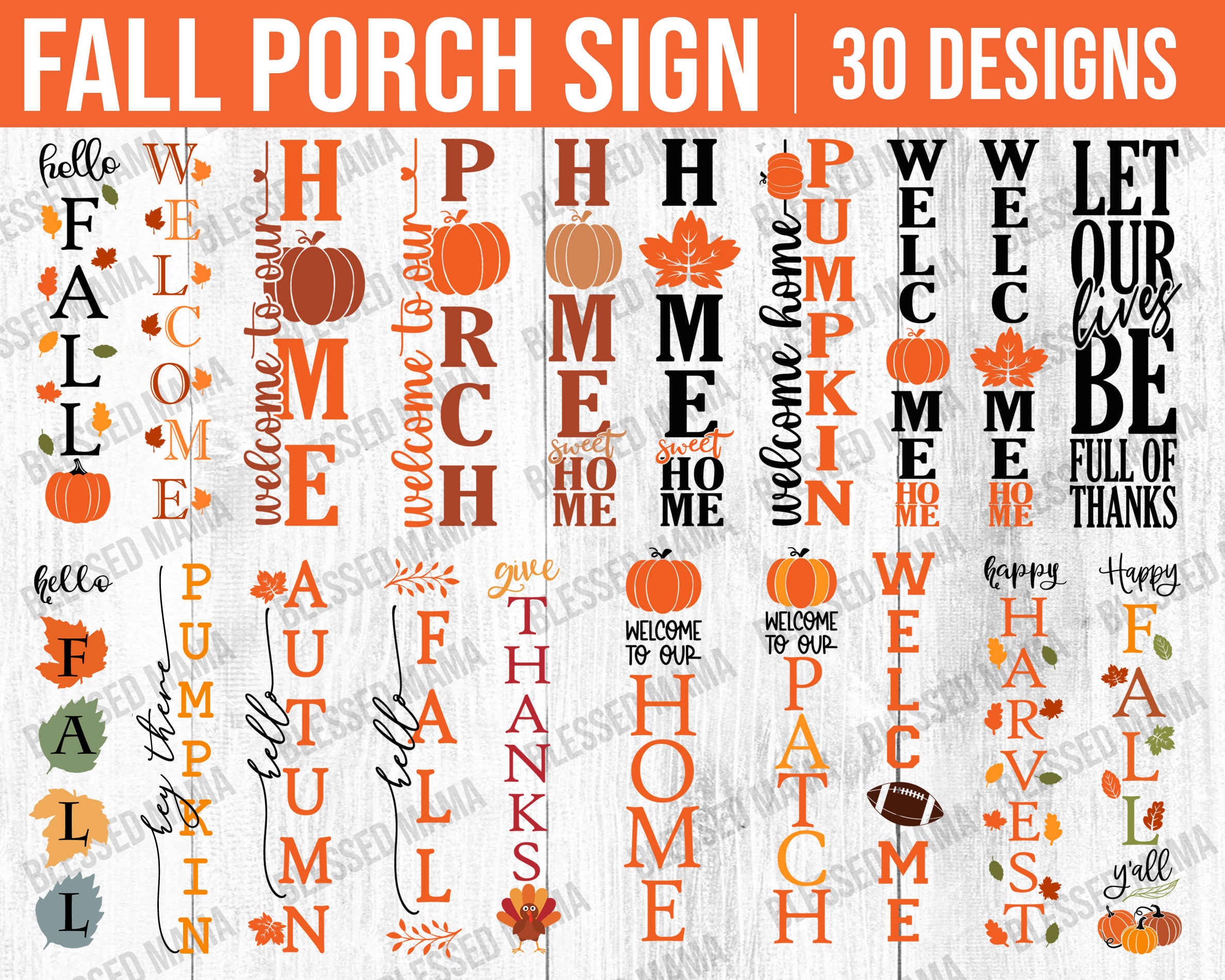 Fall Porch Sign SVG Bundle, Autumn Porch Sign SVG, Thanksgiving Porch ...