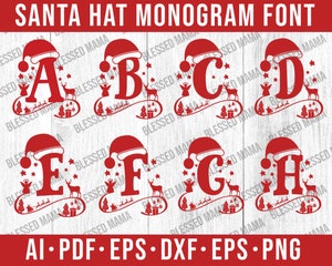 Santa Hat Alphabet Svg Christmas Alphabet Christmas Monogram - Etsy Canada