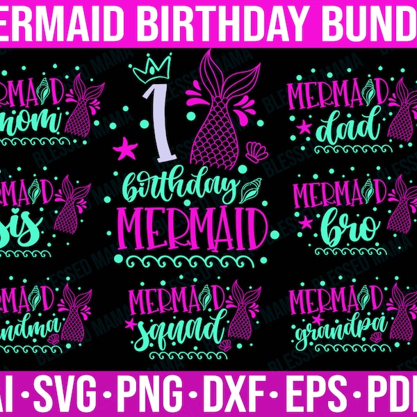 Mermaid Birthday Svg - Etsy