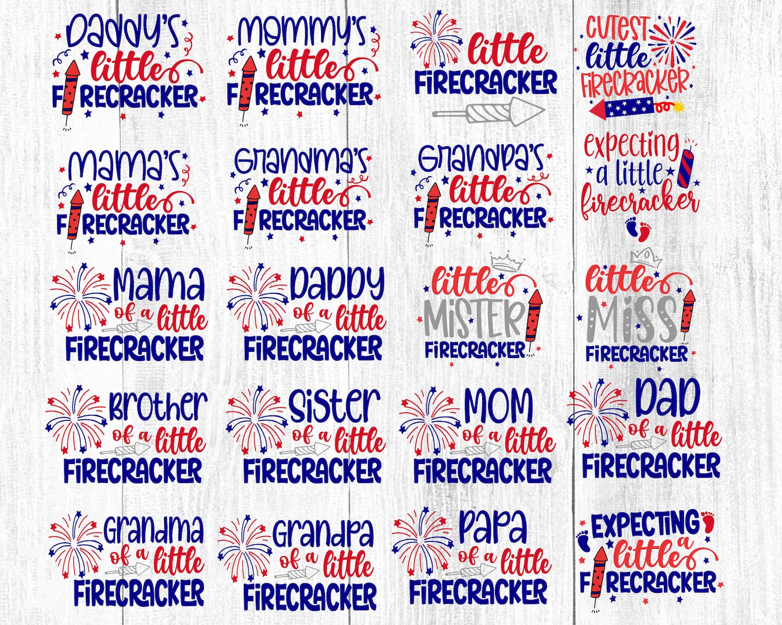 Little Firecracker Family Svg Bundle Little Firecracker Svg - Etsy