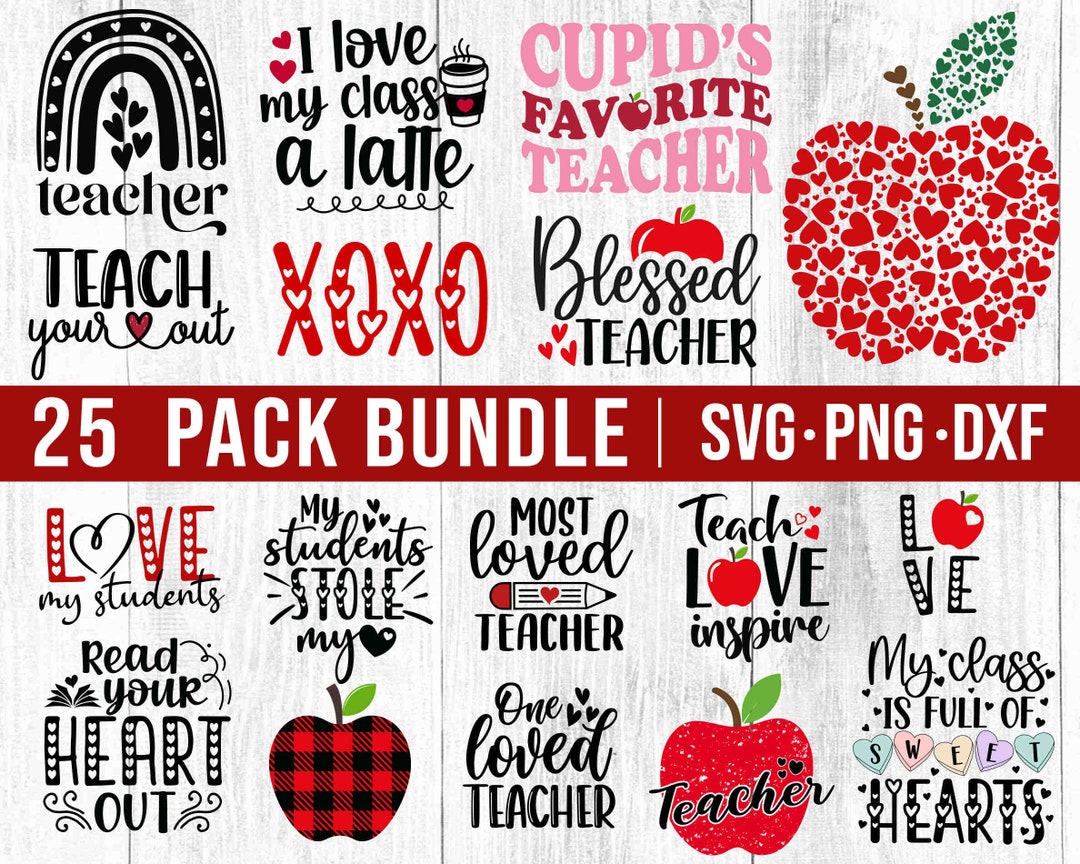 Valentines Day Teacher SVG Bundle, Teachers Shirt Svg, Teacher Quotes ...
