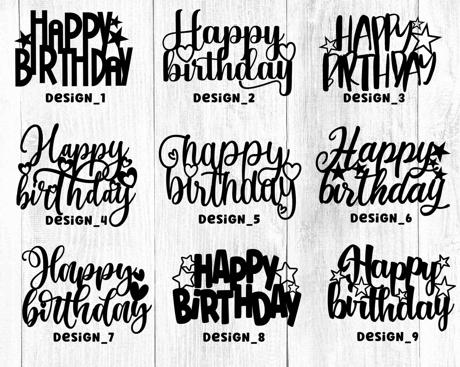 Happy Birthday Cake Topper Svg Bundle Cake Topper Cut File 9 - Etsy