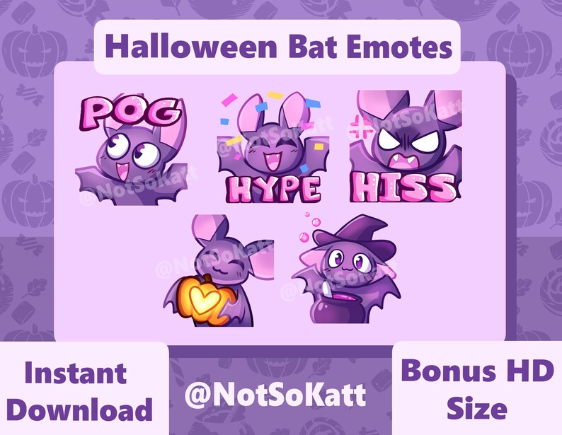 Halloween Bat Emote Pack (5) | for Twitch, Youtube, and Discord - Etsy