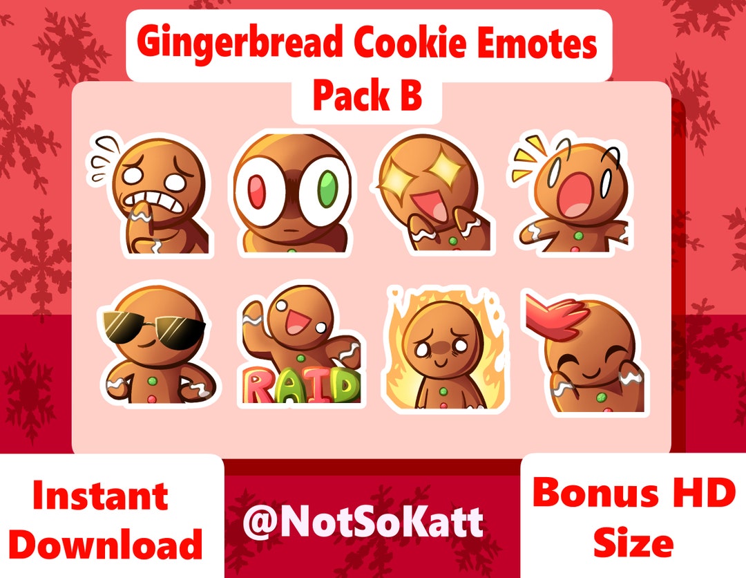 Gingerbread Cookie Emote Pack B (8) | for Twitch, Youtube, and Discord ...