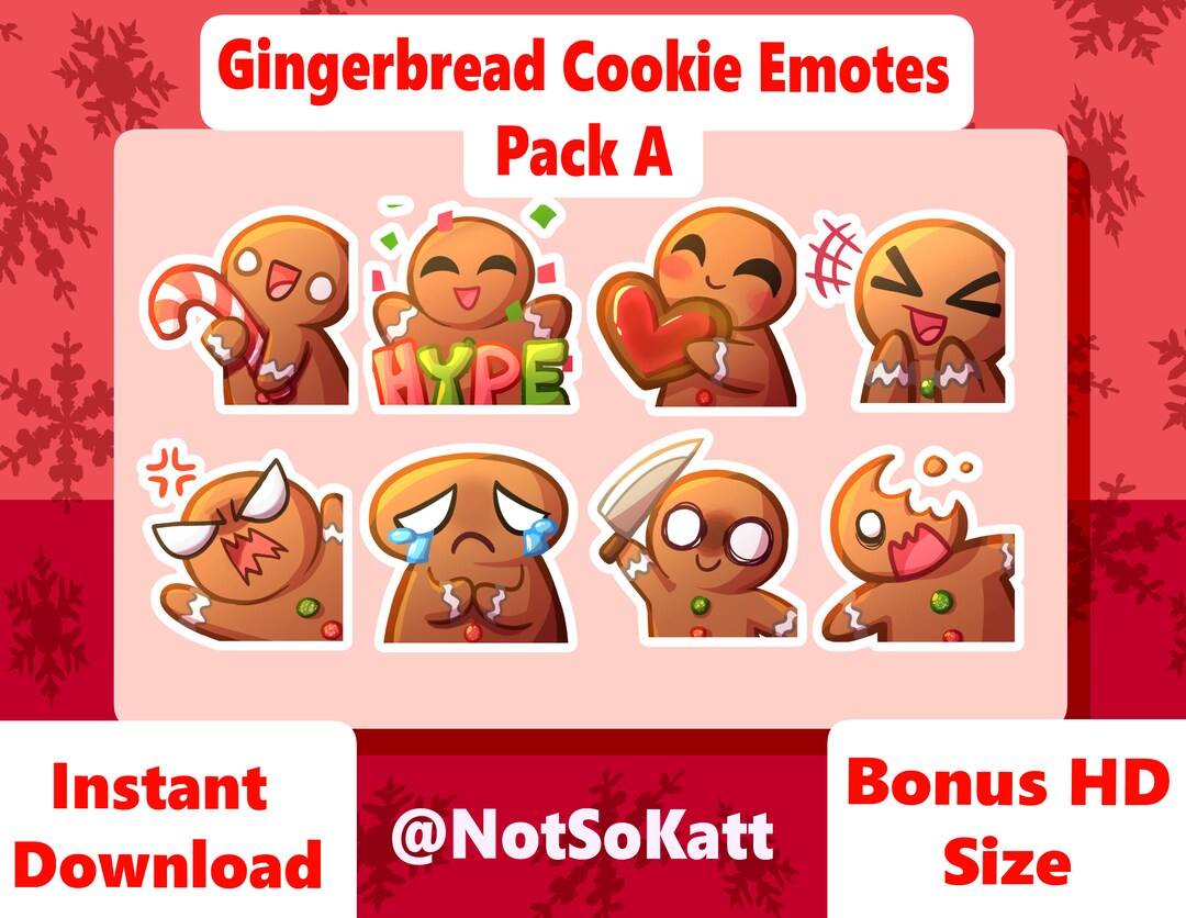 Gingerbread Cookie Emote Pack A (8) | for Twitch, Youtube, and Discord ...