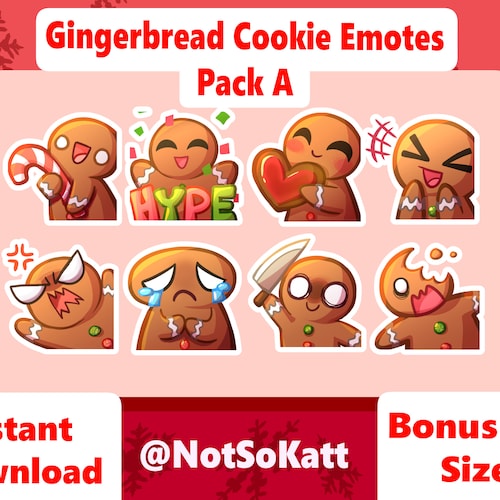 Gingerbread Cookie Emote Pack A 8 for Twitch Youtube and - Etsy