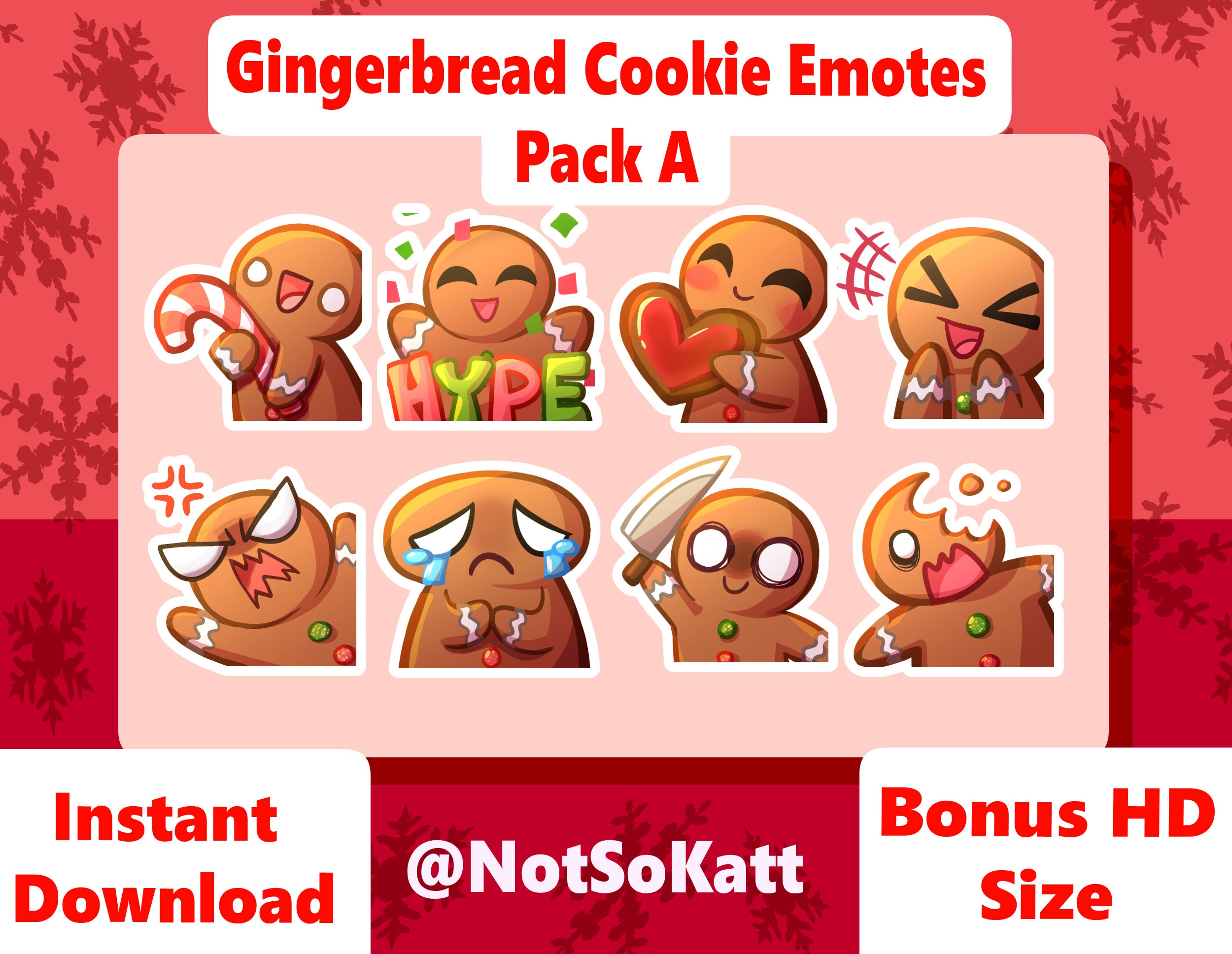 Gingerbread Cookie Emote Pack A (8) | for Twitch, Youtube, and Discord ...