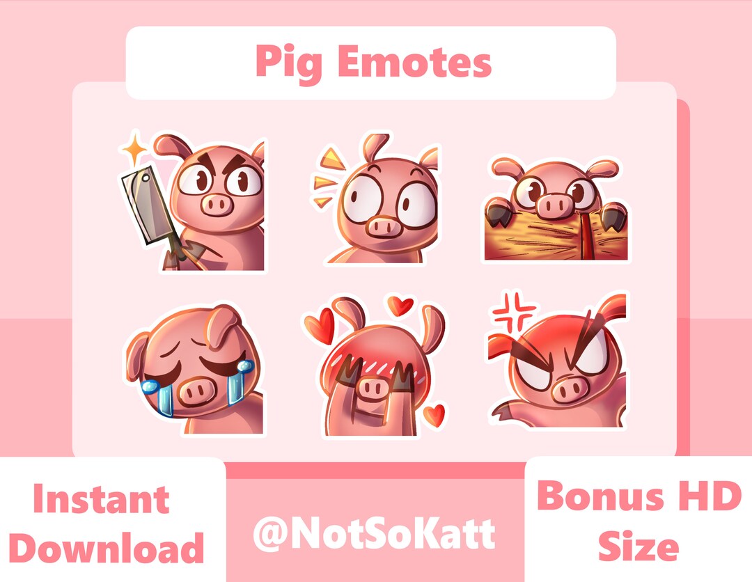 Cute Pig Emote Pack 5 for Twitch Youtube and Discord - Etsy Australia