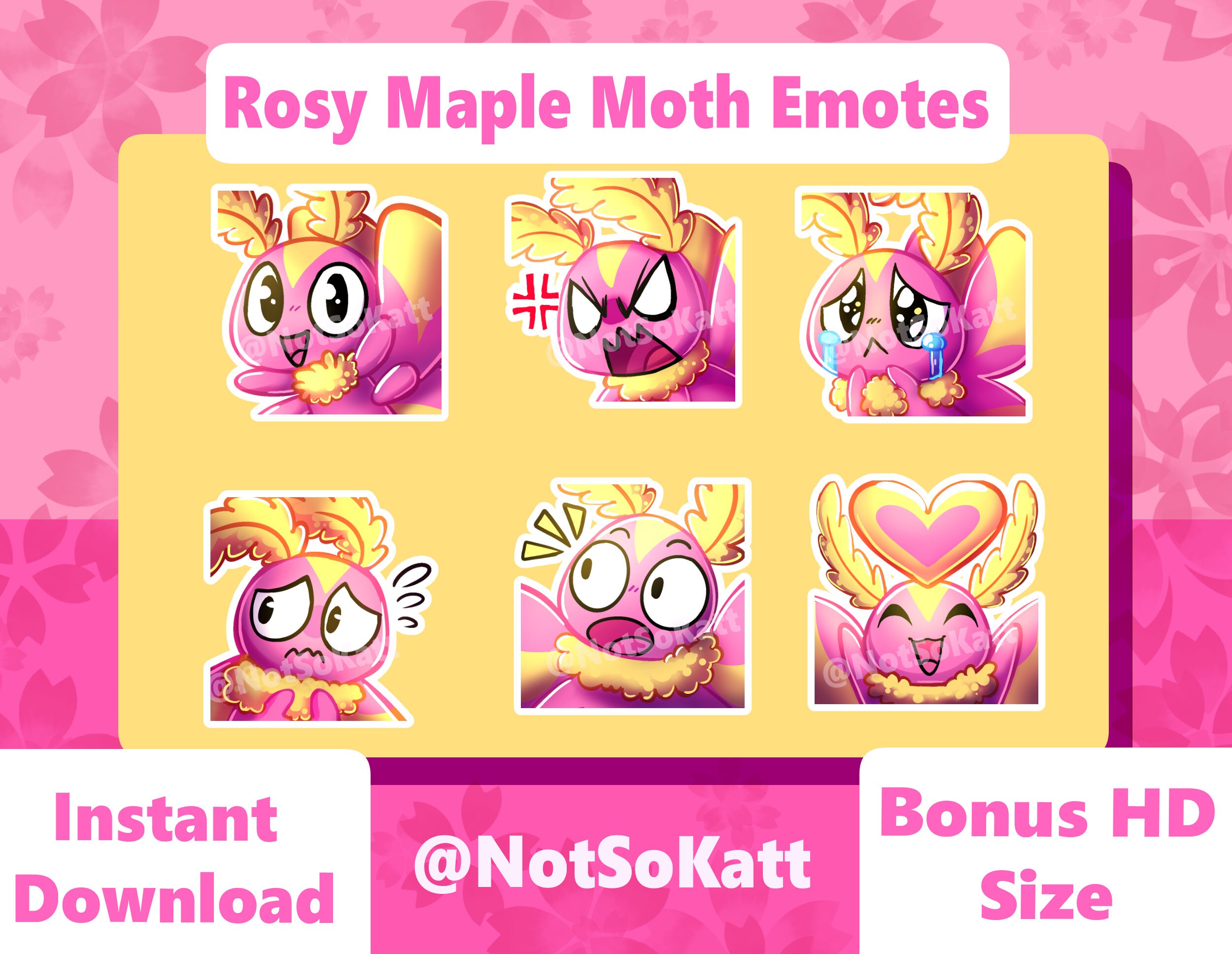 Rosy Maple Moth Emote Pack 6 for Twitch, Youtube, and Discord - Etsy ...