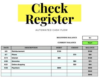 Printable Check Register How to Balance a Check Book New - Etsy