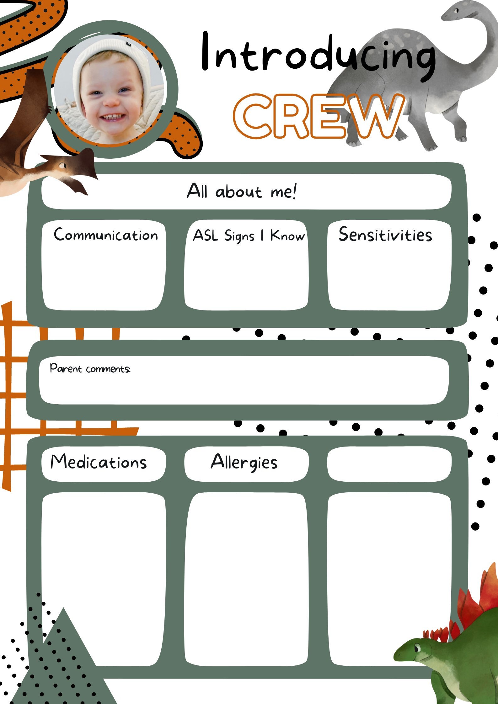 Back to School, All About Me Child Info Template, Teacher, Therapist ...