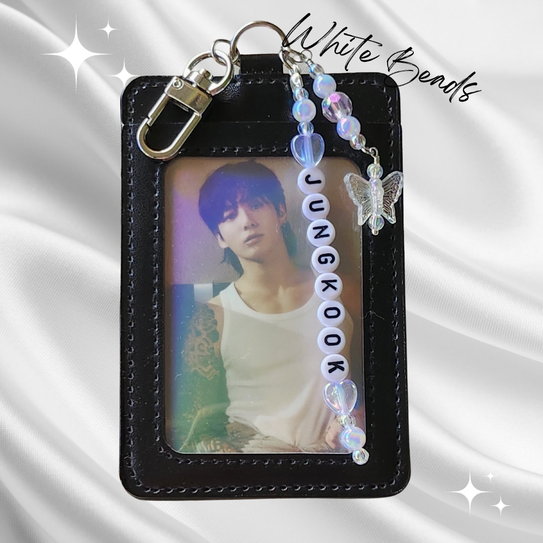 KPOP BTS Jungkook Photo Card Holder With White Beads - Etsy
