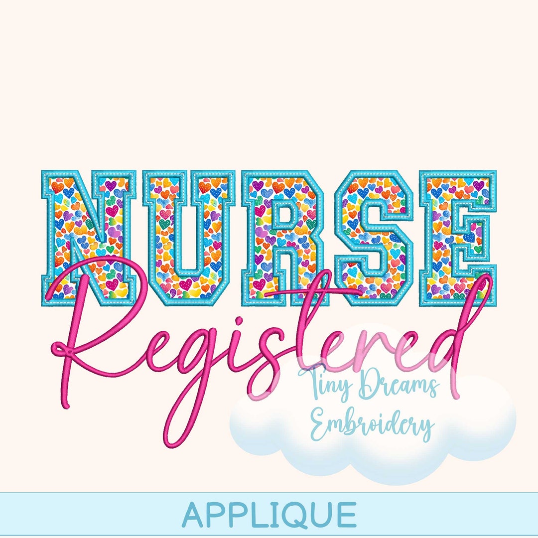 Registered Nurse Applique Embroidery Design (digital Download) - Etsy
