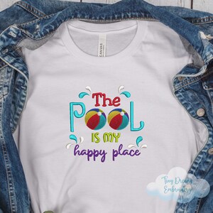 Summer Embroidery, Pool, Happy Place, Beach, Pool Ball: Machine ...