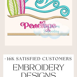 Surf Beach Digital Machine Embroidery Design Custom Monogram Summer ...