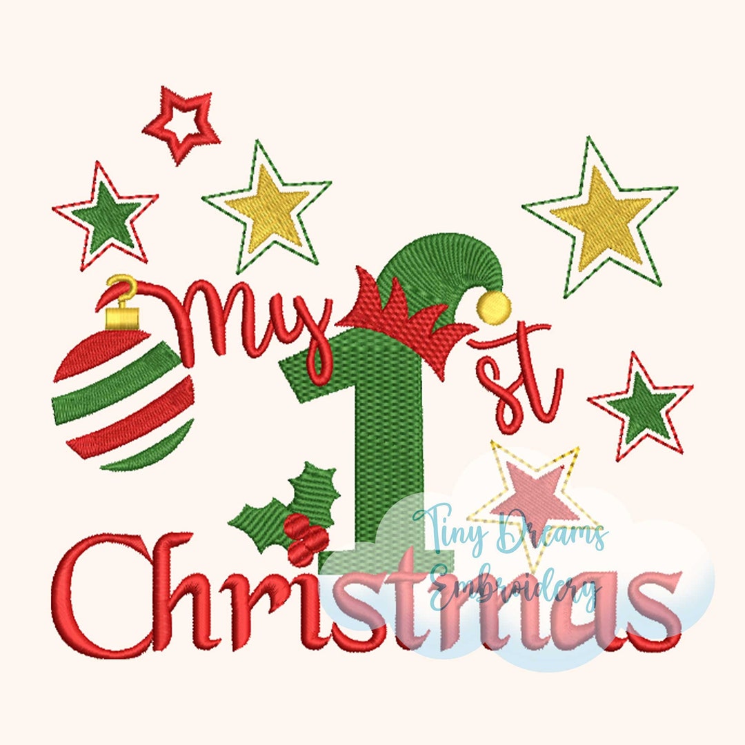 My First Christmas Embroidery Design: Baby Ornament Elf (digital) - Etsy