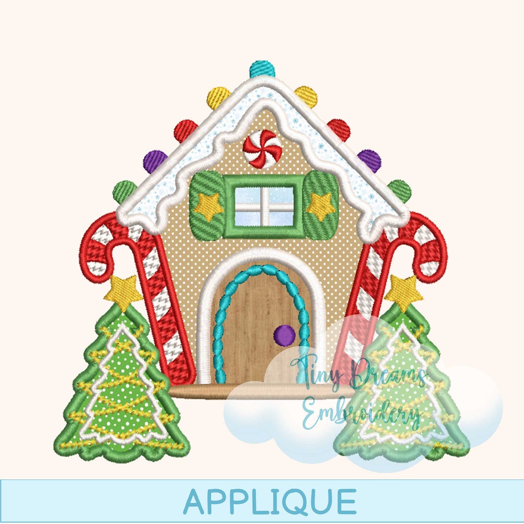 Gingerbread House Applique: Christmas Embroidery Design (digital ...